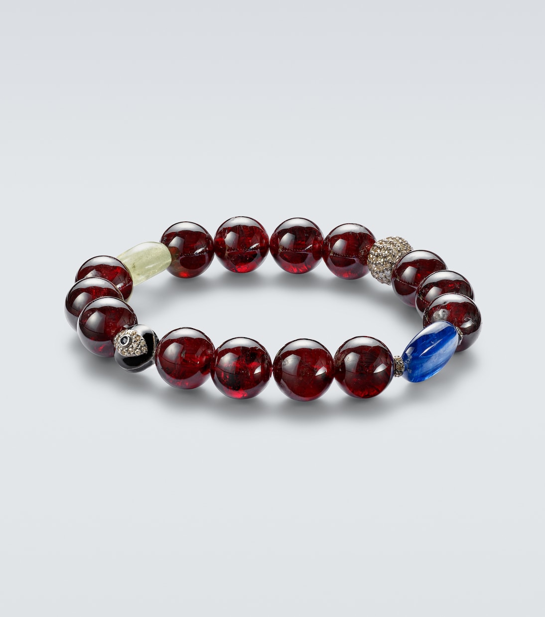 Sterling silver beaded bracelet with gemstones in red - Ileana Makri ...