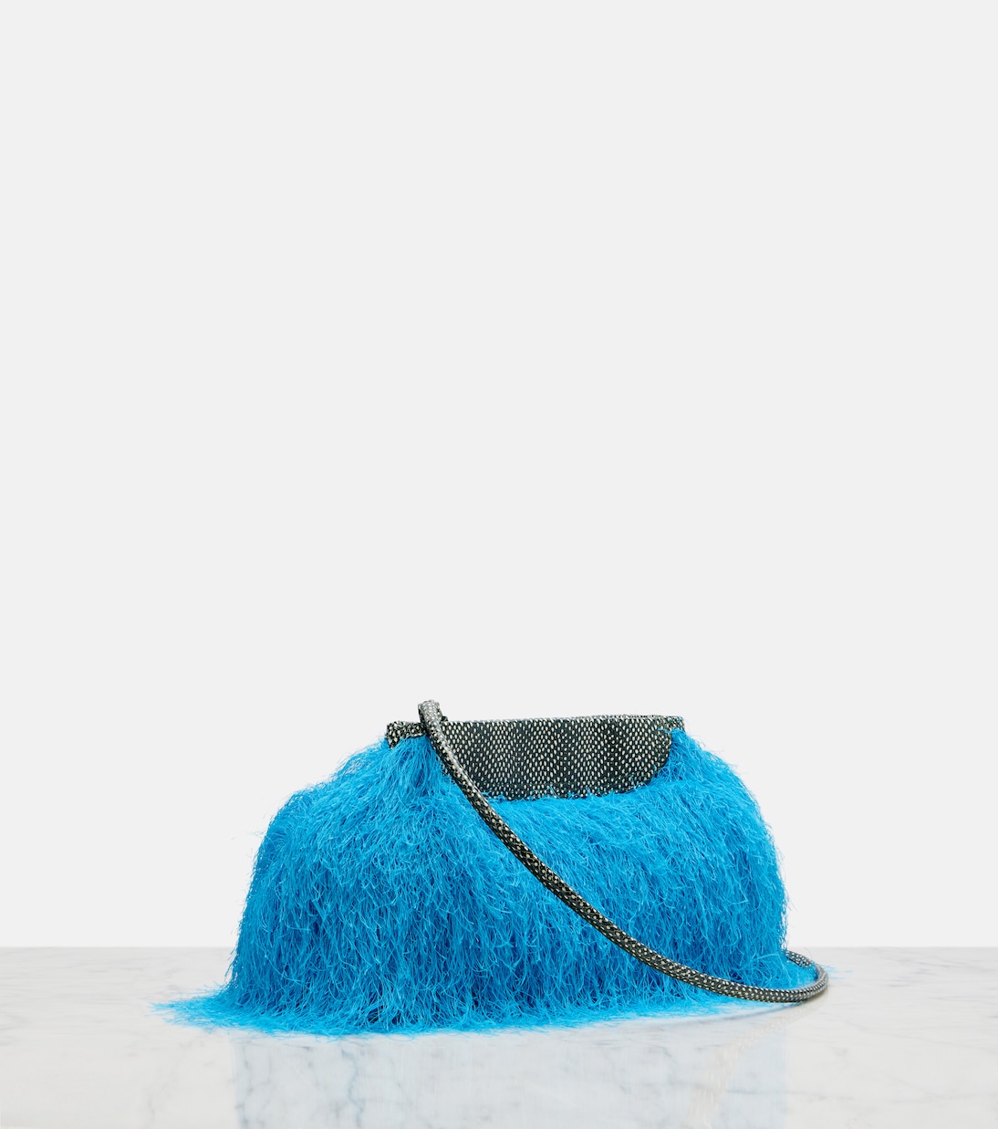 Small leather-trimmed crossbody bag in blue - Dries Van Noten | Mytheresa
