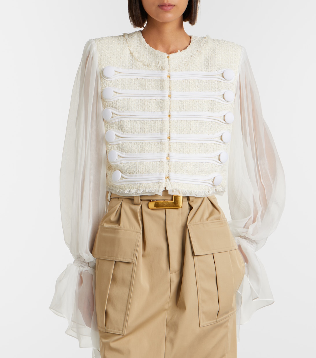 Chaqueta de bouclé con seda en blanco - Balmain | Mytheresa