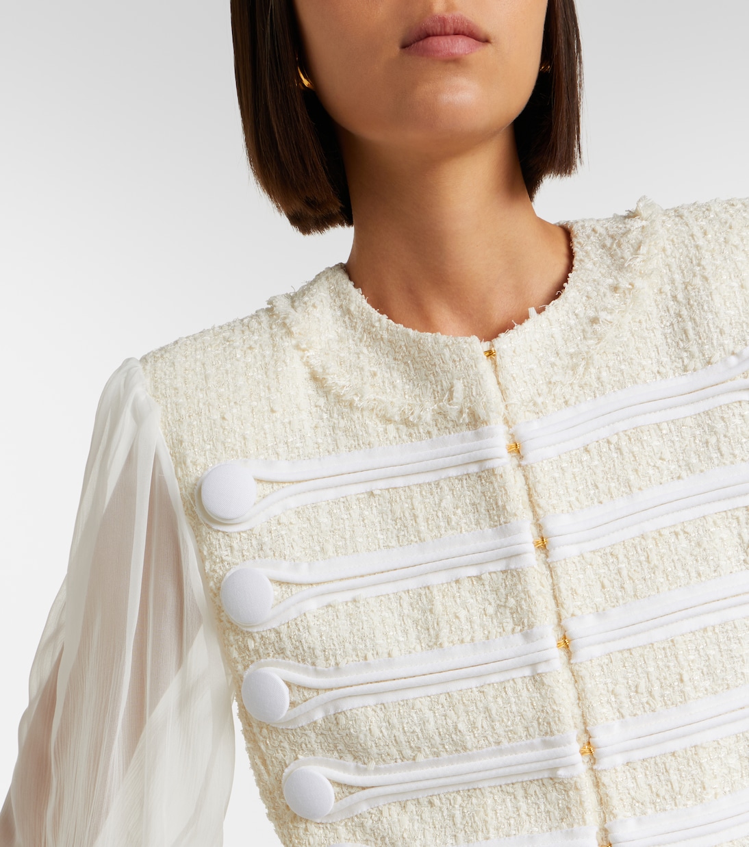 Silk-trimmed bouclé jacket in white - Balmain | Mytheresa