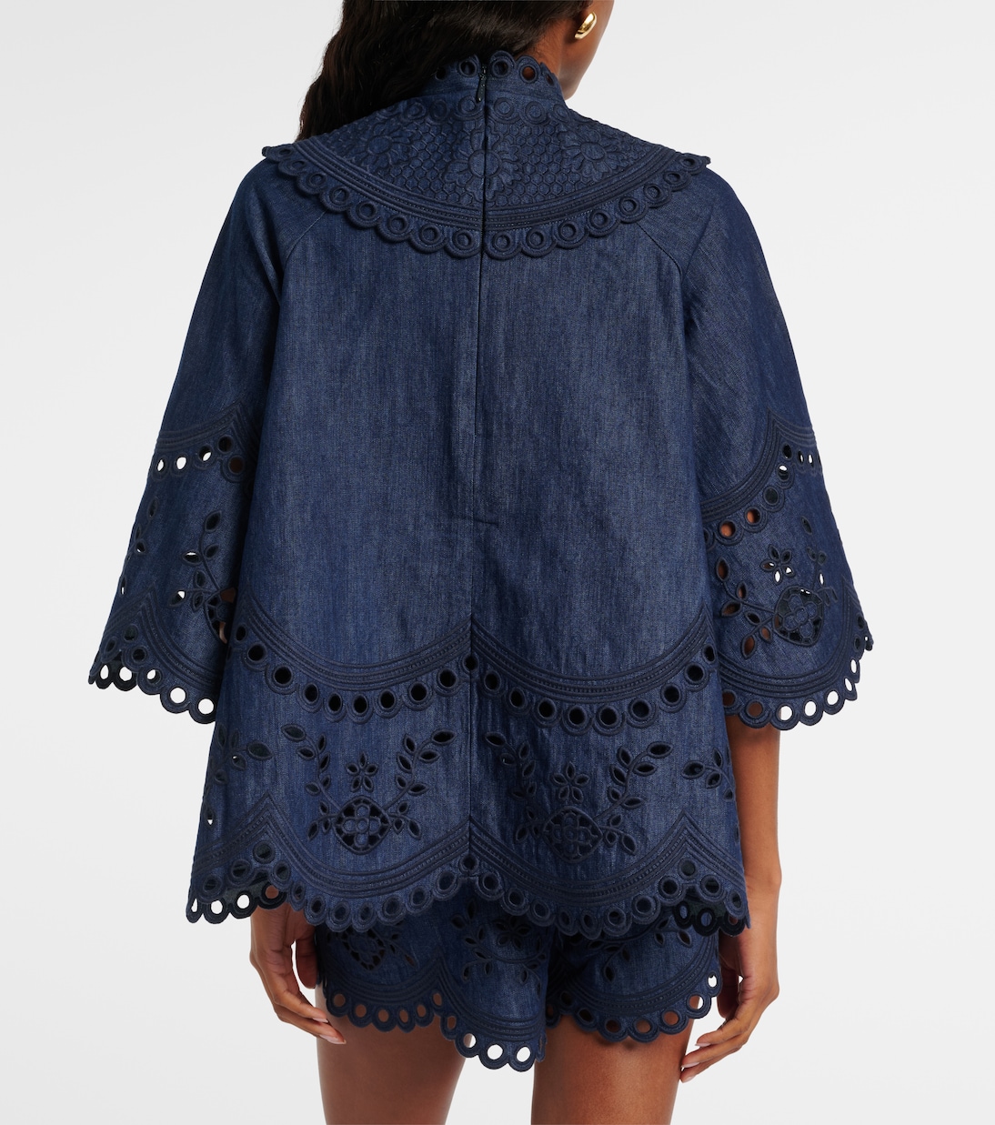 Mahon broderie anglaise denim top in blue - Zimmermann | Mytheresa