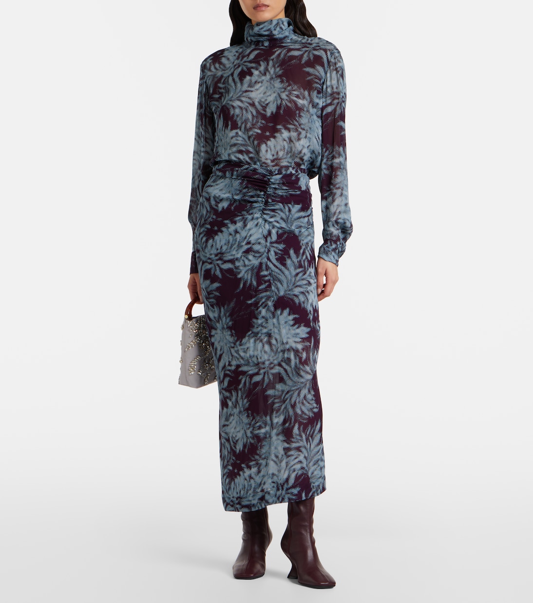 Leather ankle boots in burgundy - Dries Van Noten | Mytheresa