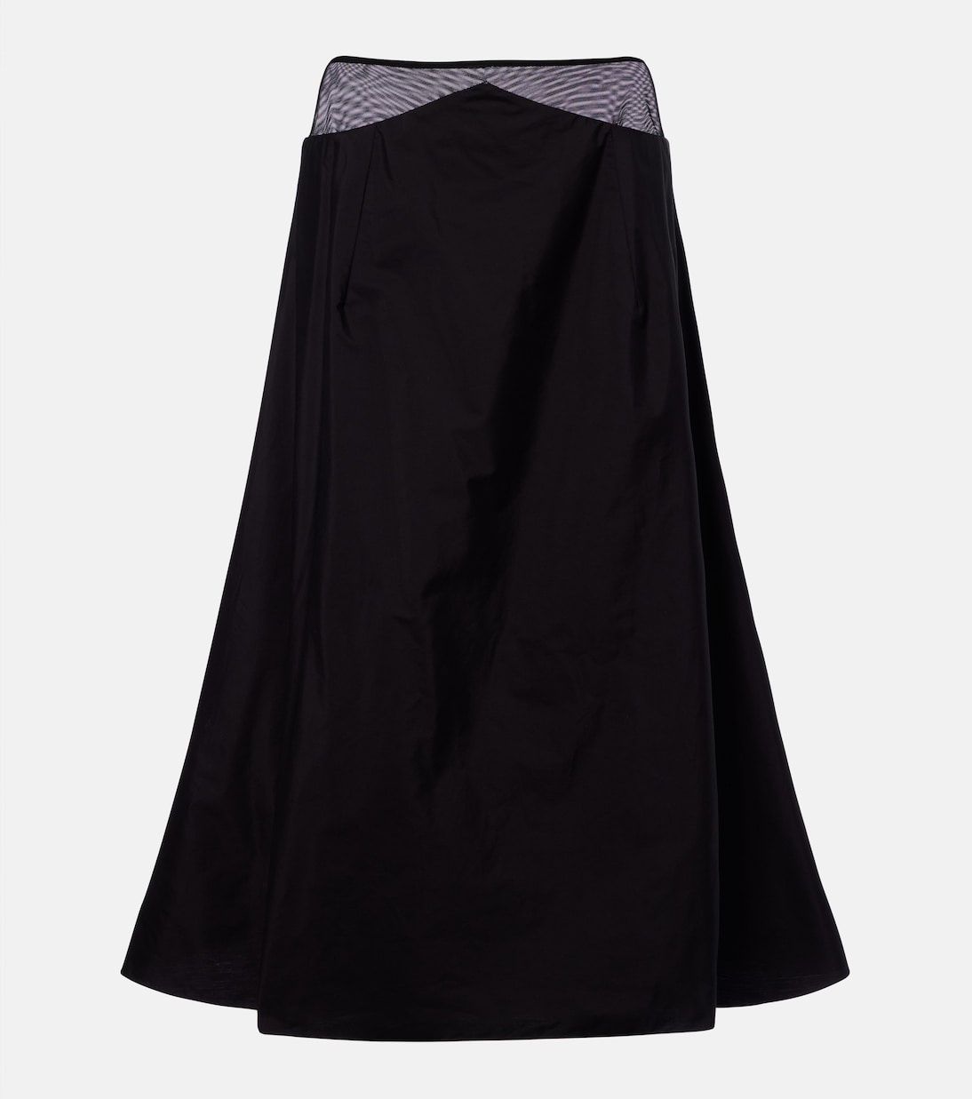 Jupe midi Irella en popeline de coton en noir – The Row | Mytheresa