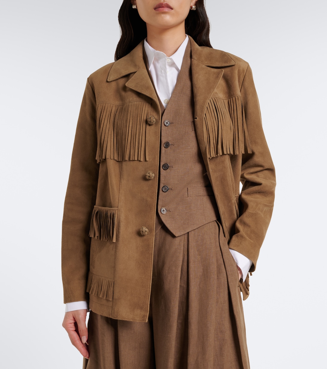Perce fringed suede jacket in brown - Ralph Lauren Collection | Mytheresa