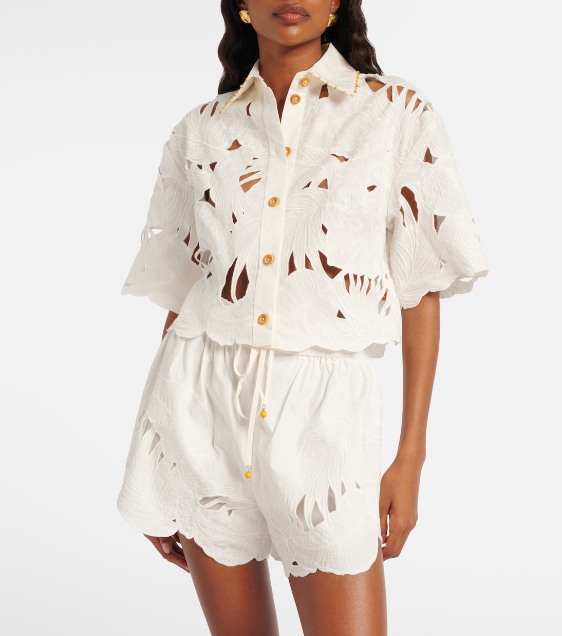 Chemise Mahon en coton à broderie en blanc – Zimmermann | Mytheresa