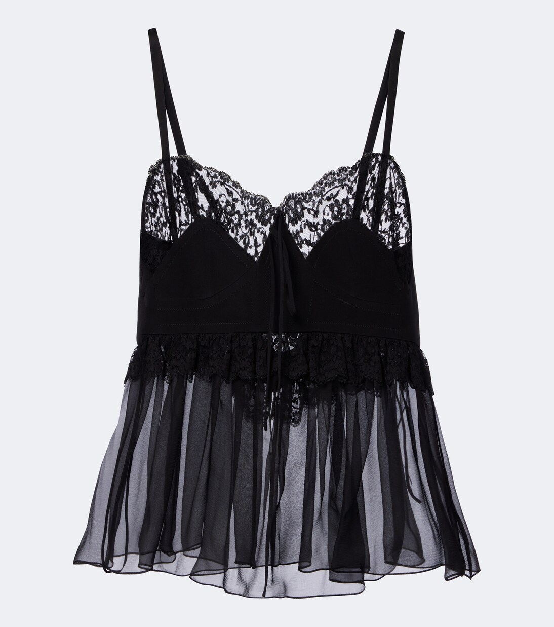 Top aus Crêpe de Chine aus Seide mit Spitze in Schwarz - Chloe | Mytheresa