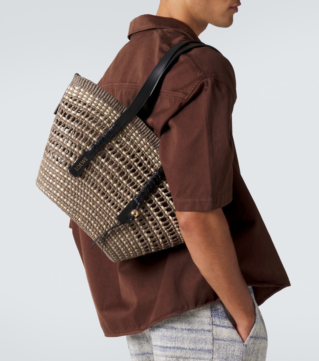 Paula's Ibiza Braid Medium basket bag in green - Loewe | Mytheresa