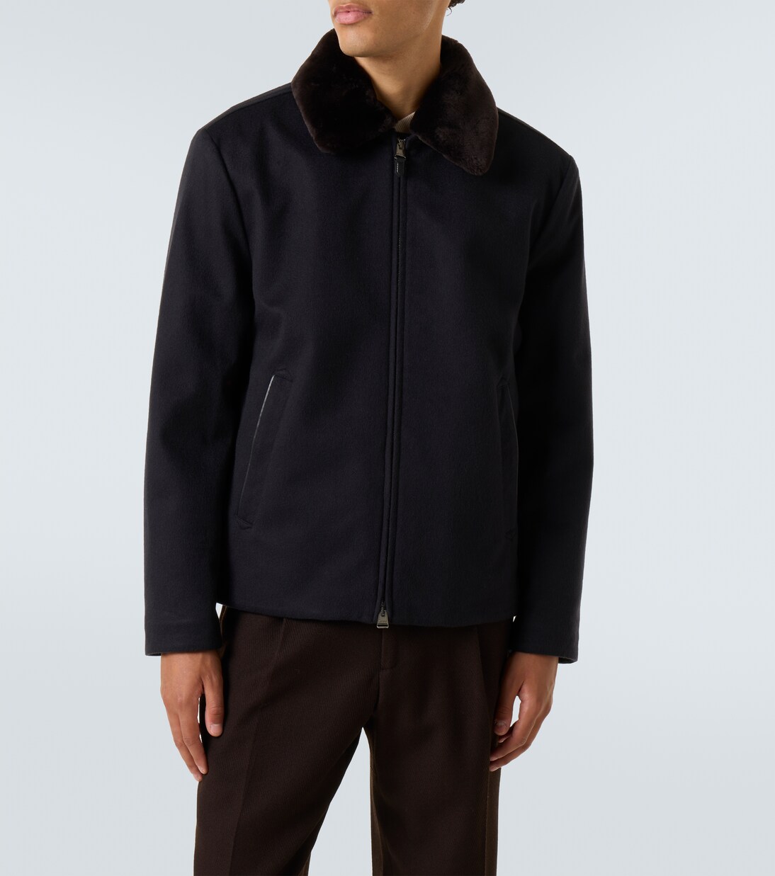 Shearling-trimmed cashmere jacket in black - Canali | Mytheresa
