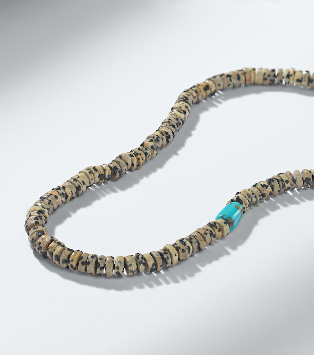 9kt white gold beaded necklace with quartzes and turquoises in gold ...