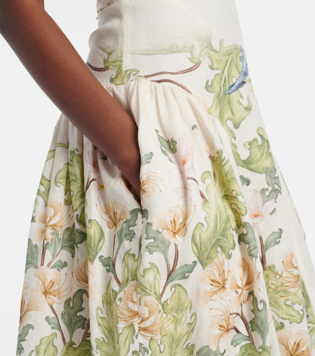 Balsa Anhelo floral linen midi dress in white - Agua By Agua Bendita ...