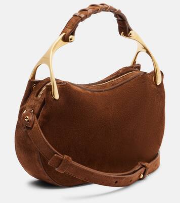 Wishbone Mini suede top-handle bag in brown - Mc Queen | Mytheresa