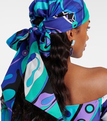 Iride silk twill head wrap in blue - Pucci | Mytheresa