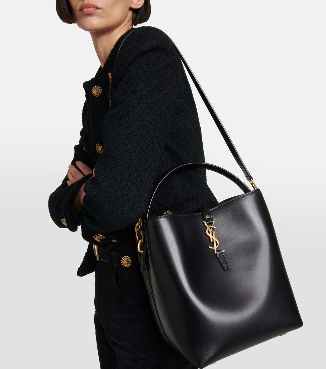 Le 37 Leather Bucket Bag In Black Saint Laurent Mytheresa
