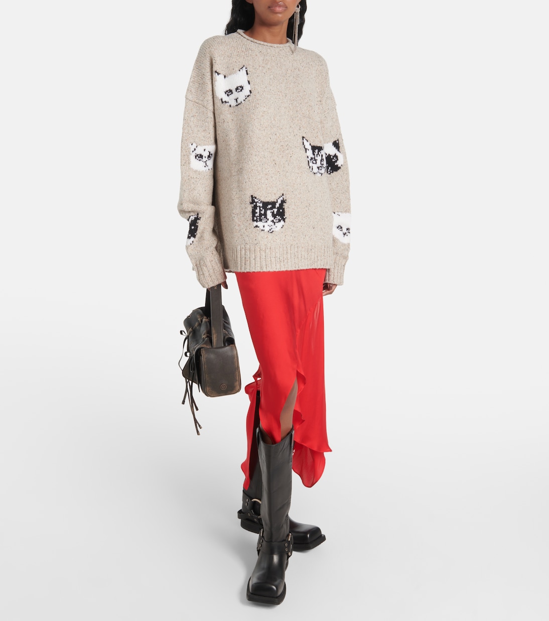 Wool-blend jacquard sweater in beige - Acne Studios | Mytheresa