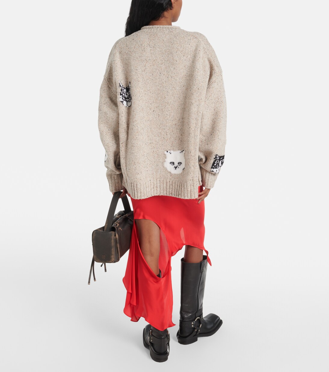 Wool-blend jacquard sweater in beige - Acne Studios | Mytheresa