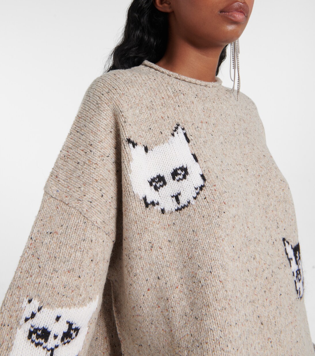 Wool-blend jacquard sweater in beige - Acne Studios | Mytheresa