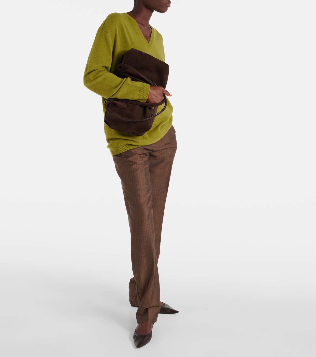 Terrasse suede shoulder bag in brown - The Row | Mytheresa