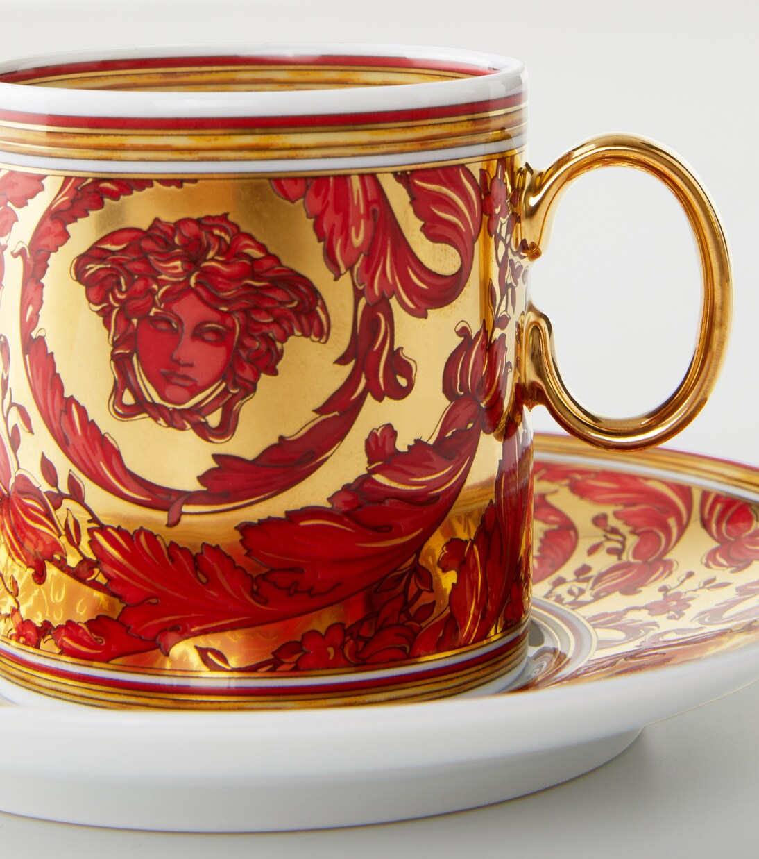 Medusa Garland espresso cup and saucer set in red - Versace Home ...