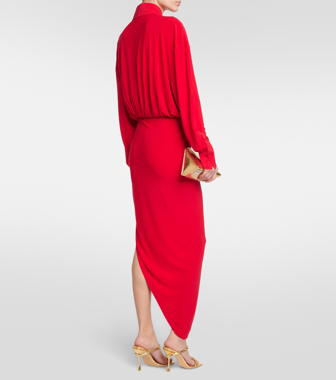 Vestido de fiesta de jersey drapeado en rojo - Norma Kamali | Mytheresa
