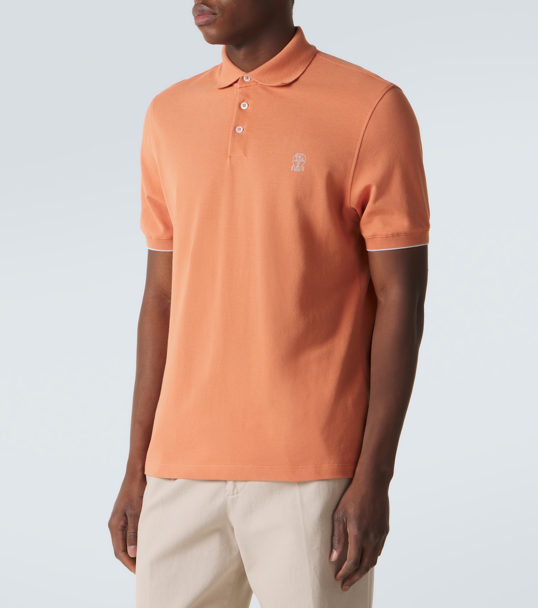 Logo cotton polo shirt in pink - Brunello Cucinelli | Mytheresa