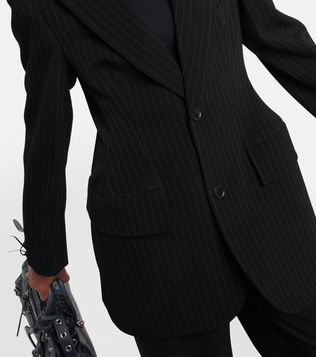 Hourglass chalk stripe wool blazer in black - Balenciaga Hourglass chalk stripe wool blazer in black - Balenciaga