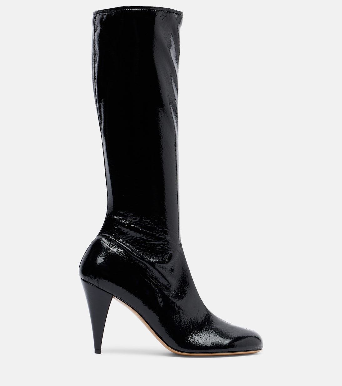 x Kim Sion Madison 95 patent leather knee-high boots in black - Le ...