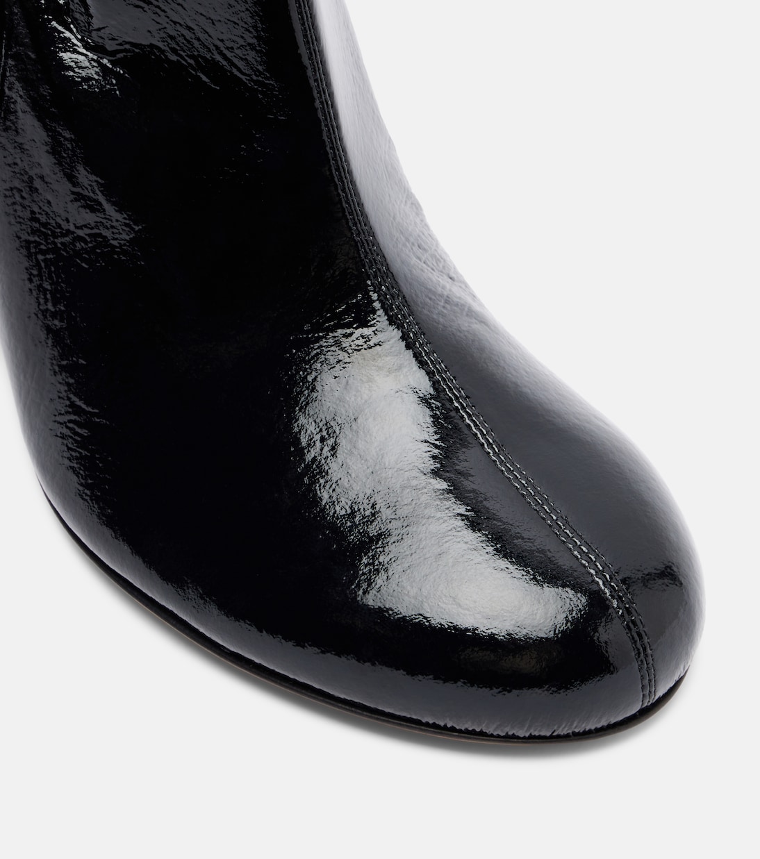 x Kim Sion Madison 95 patent leather knee-high boots in black - Le ...