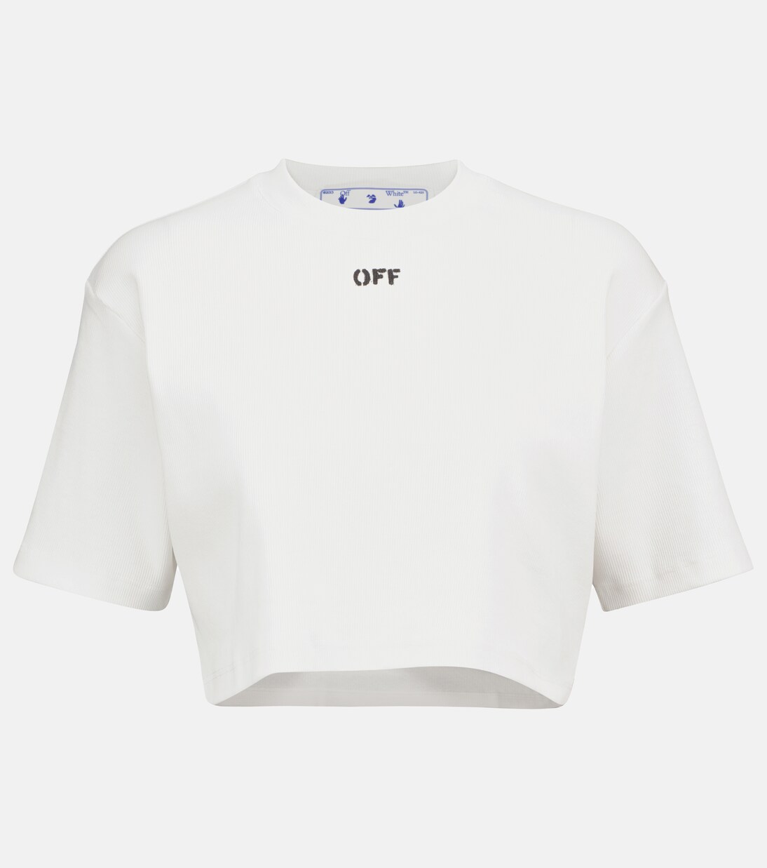Logo cotton blend cropped T shirt in white Off White Mytheresa