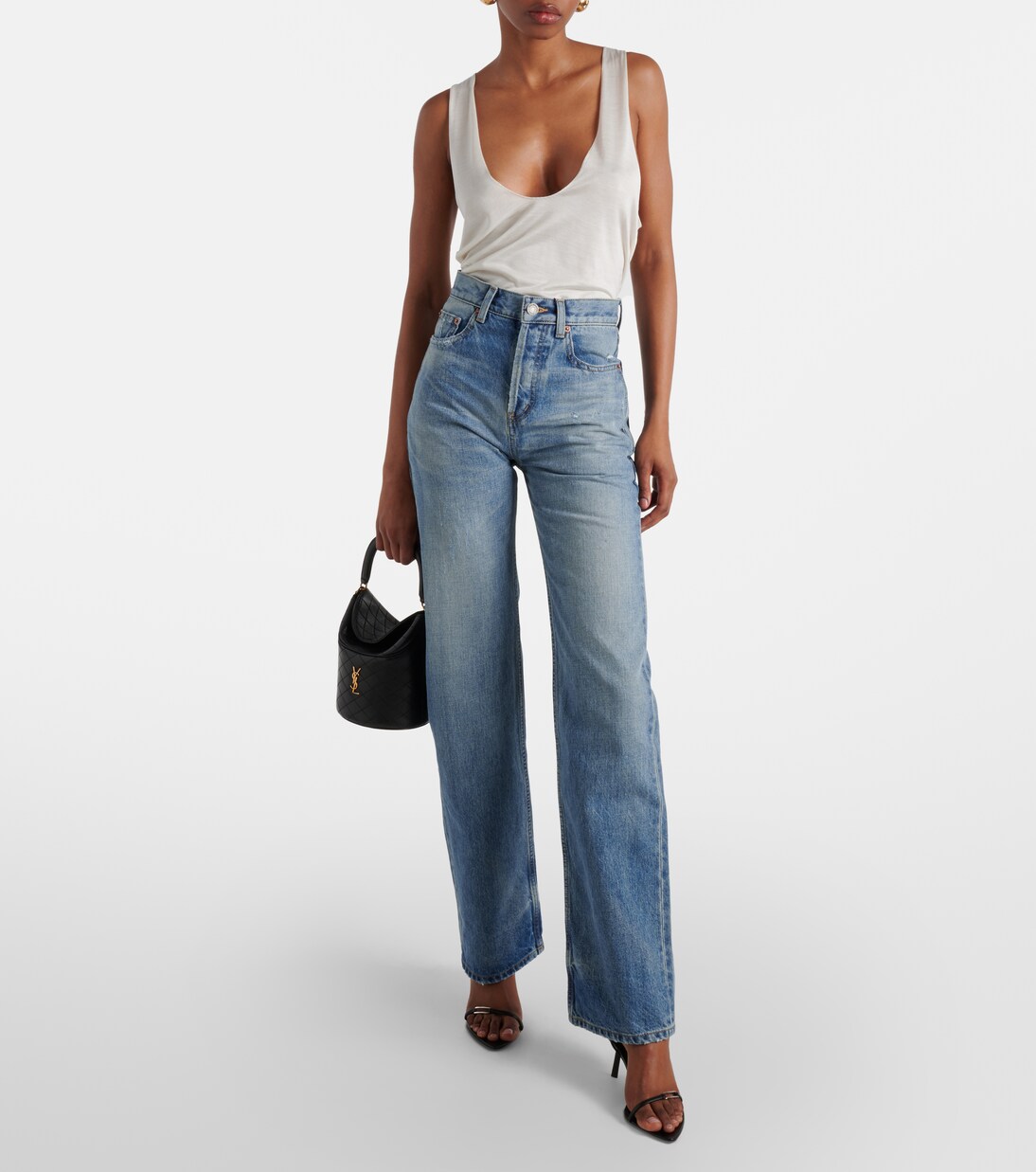 High rise Straight Jeans In Blue Saint Laurent Mytheresa High rise Straight Jeans In Blue Saint Laurent Mytheresa