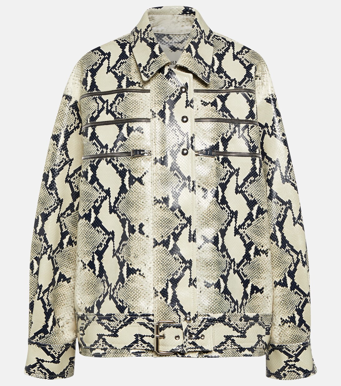 Tania python-effect leather jacket in neutrals - Khaite | Mytheresa