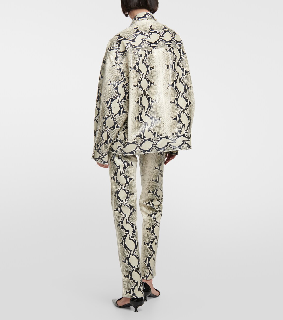 Tania python-effect leather jacket in neutrals - Khaite | Mytheresa