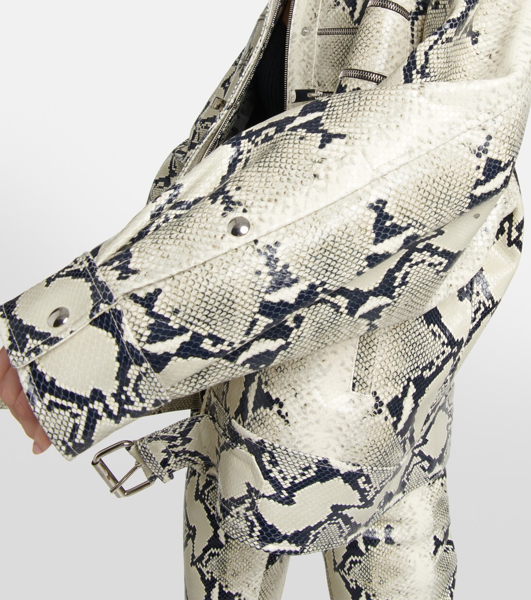 Tania python-effect leather jacket in neutrals - Khaite | Mytheresa