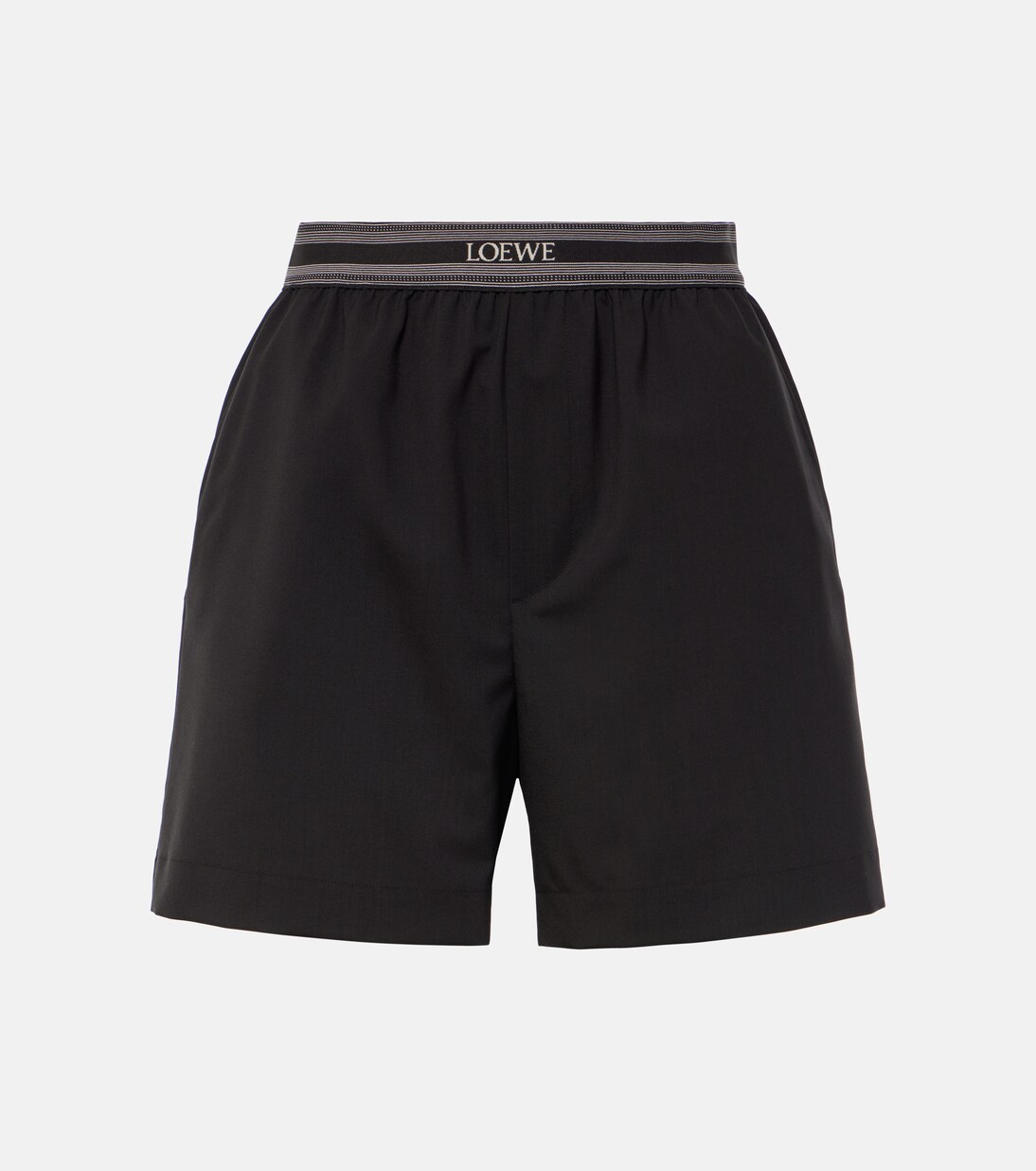 Short en laine à logo en noir – Loewe | Mytheresa