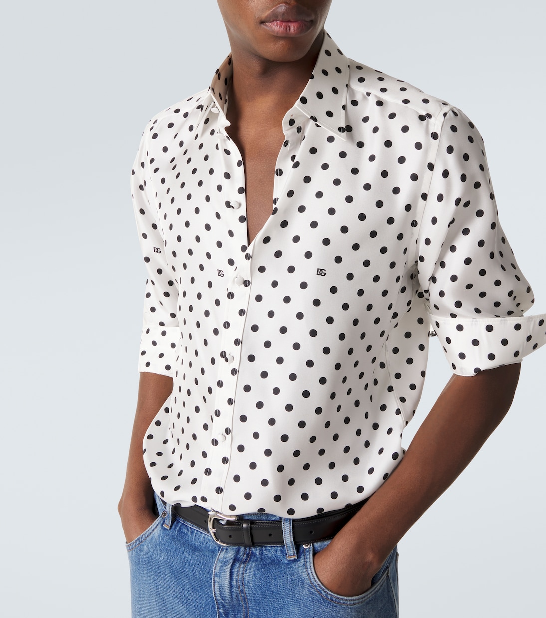Polka-dot silk shirt in white - Dolce Gabbana | Mytheresa