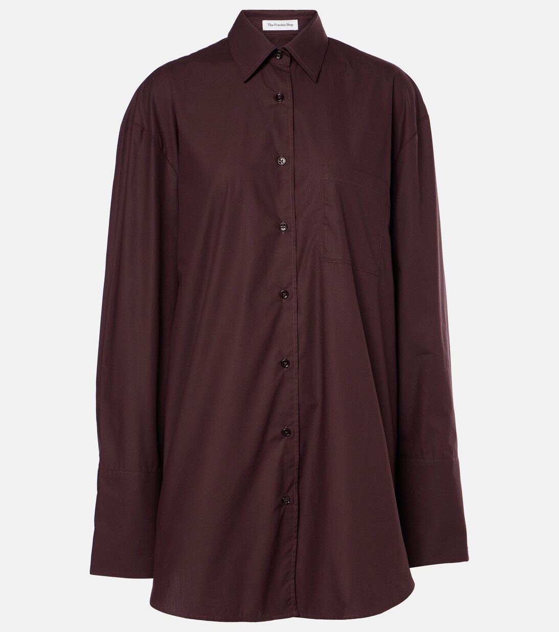 Helen oversized cotton poplin shirt in brown The Frankie Shop Mytheresa
