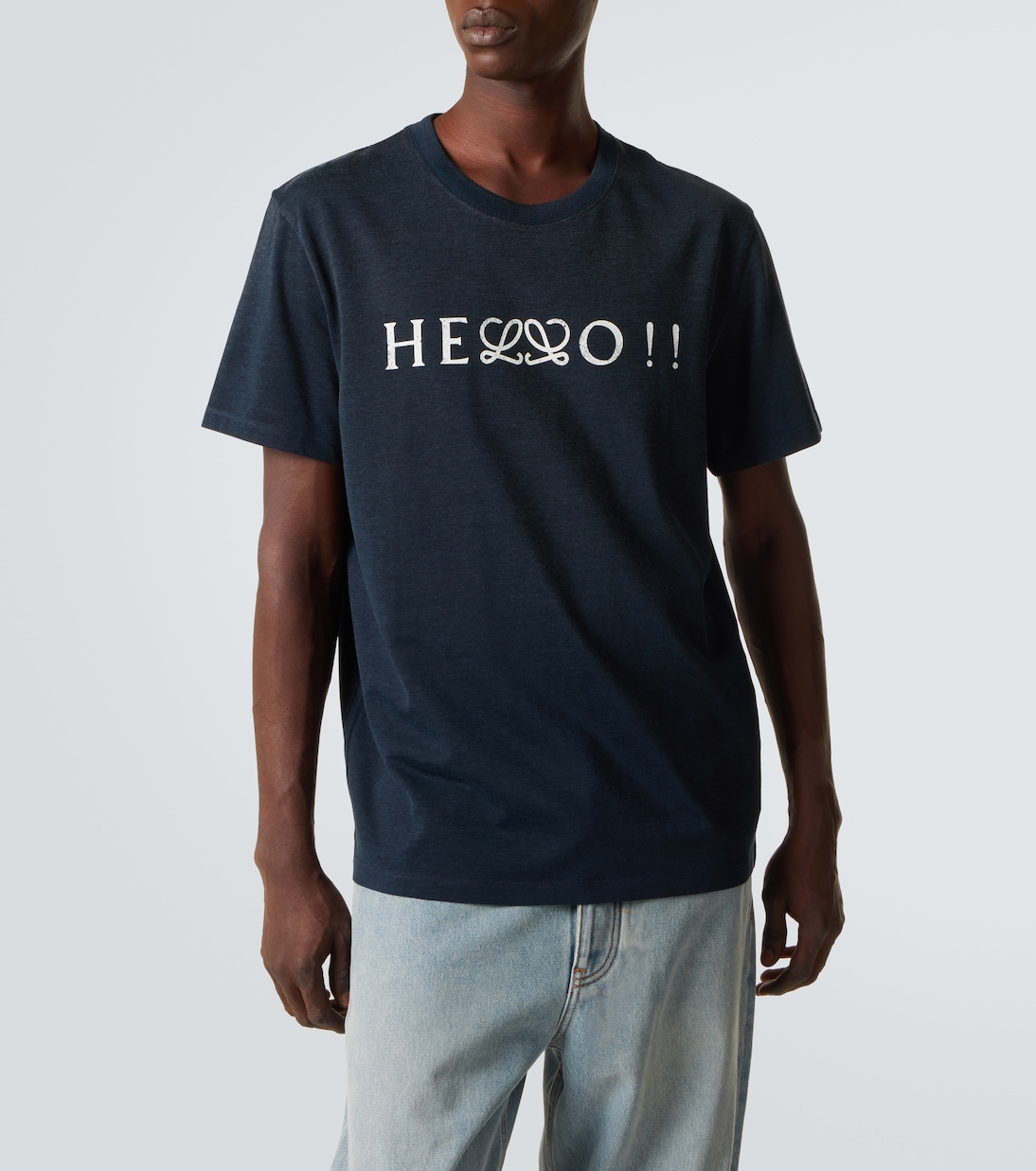 Printed cotton-blend jersey T-shirt in blue - Loewe | Mytheresa