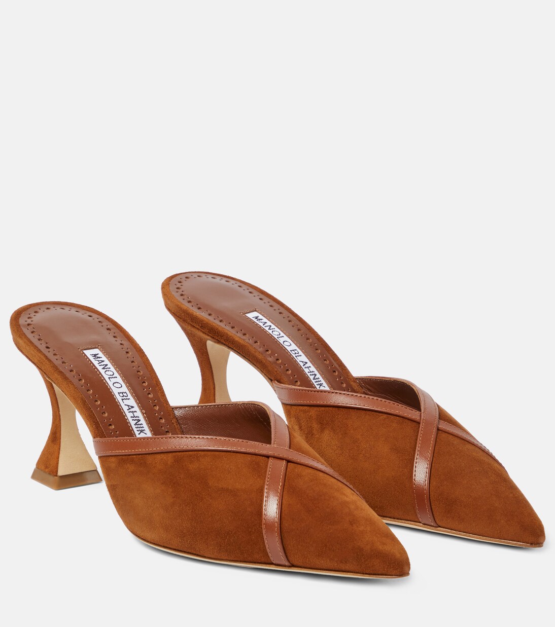 Sahsia suede mules in brown - Manolo Blahnik | Mytheresa