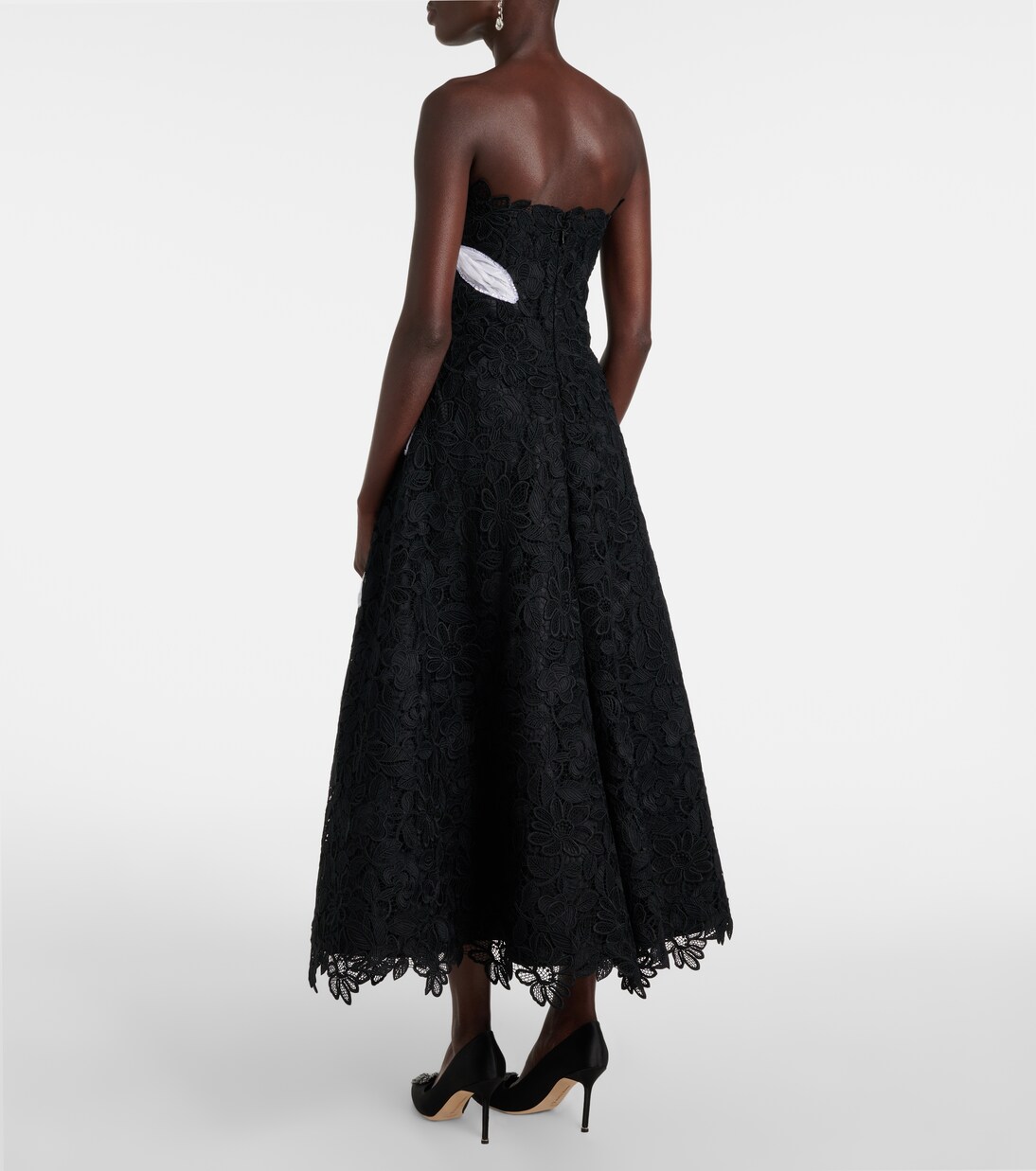 Cloelia guipure lace gown in black - Costarellos | Mytheresa