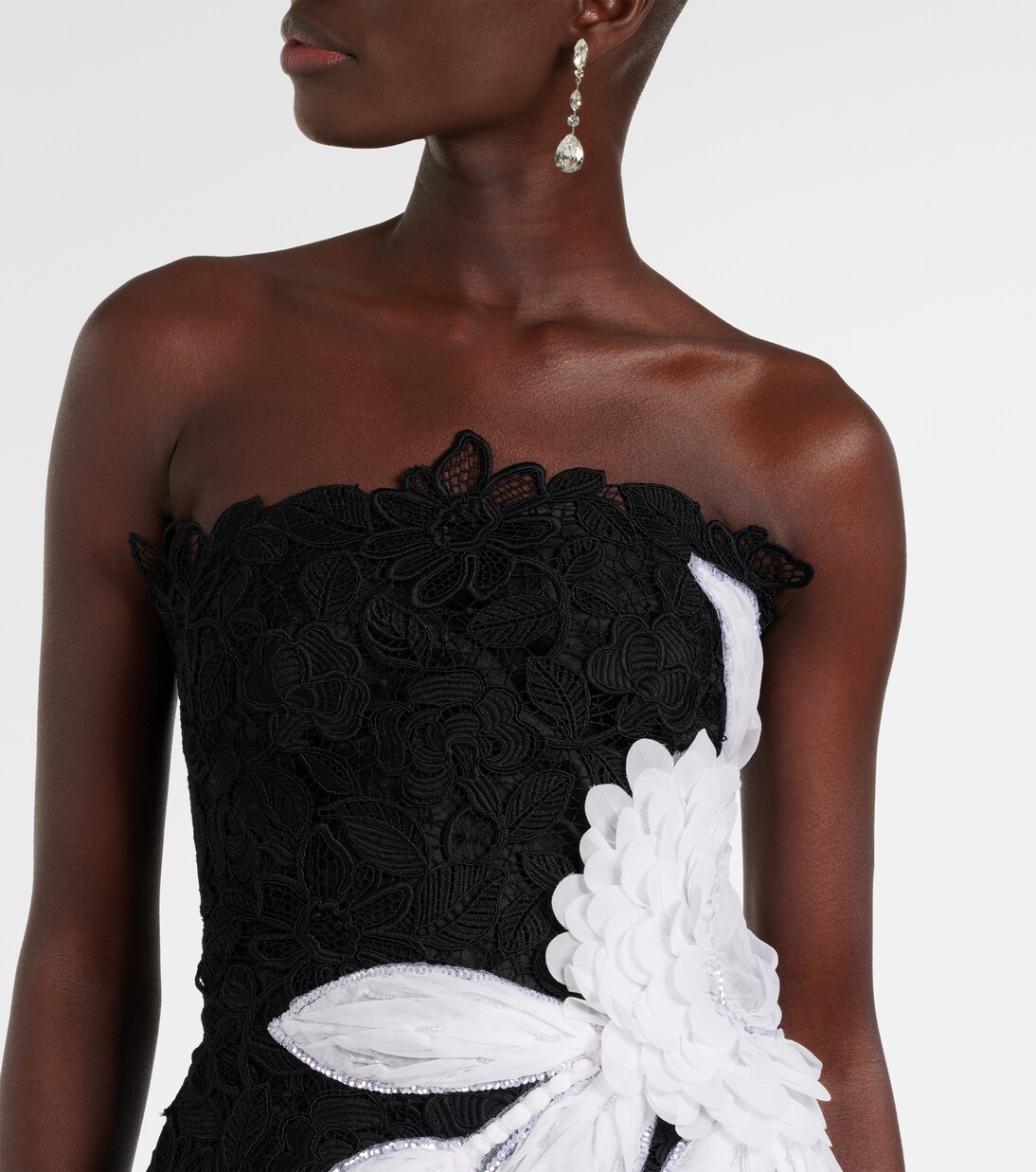 Cloelia guipure lace gown in black - Costarellos | Mytheresa