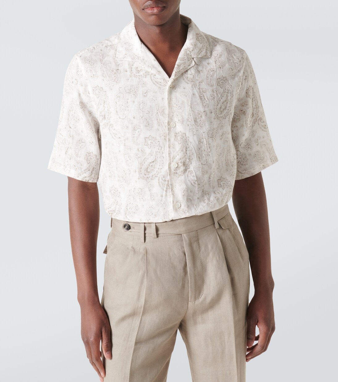 Paisley linen shirt in white - Brunello Cucinelli | Mytheresa