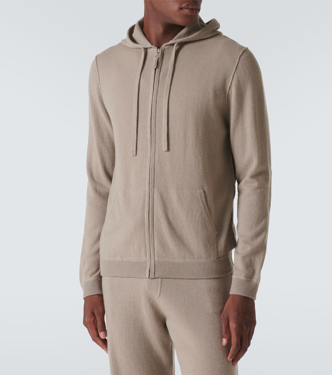 Wool and cashmere zip-up sweater in beige - Allude | Mytheresa