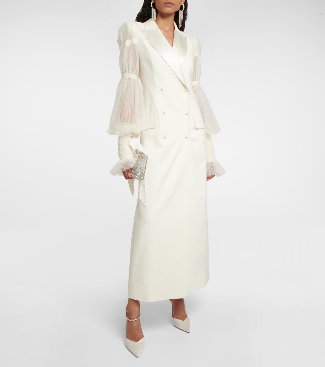 Novia - abrigo Mae de lana y seda en blanco - Danielle Frankel | Mytheresa