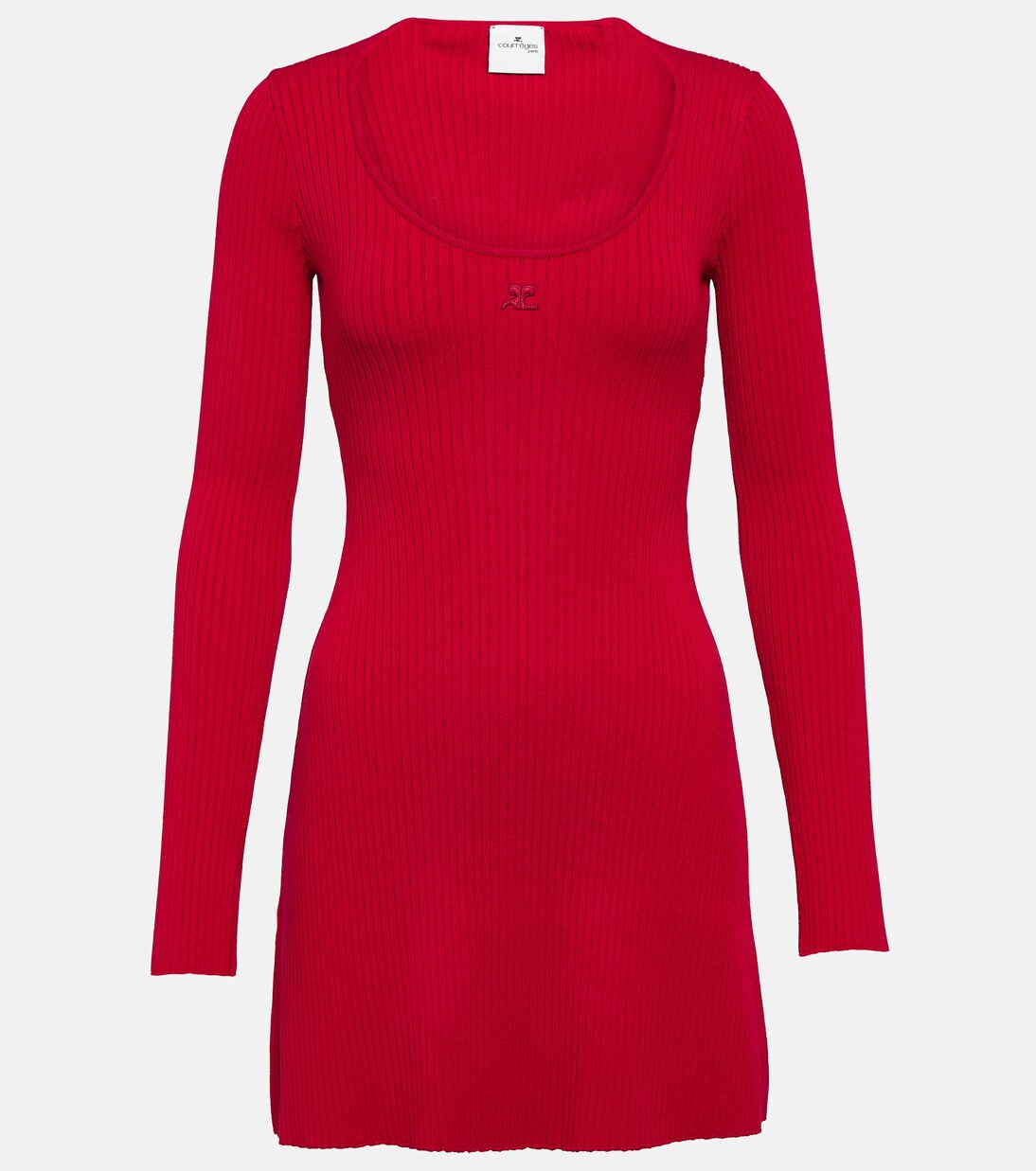 Ribbed-knit jersey minidress in red - Courreges | Mytheresa