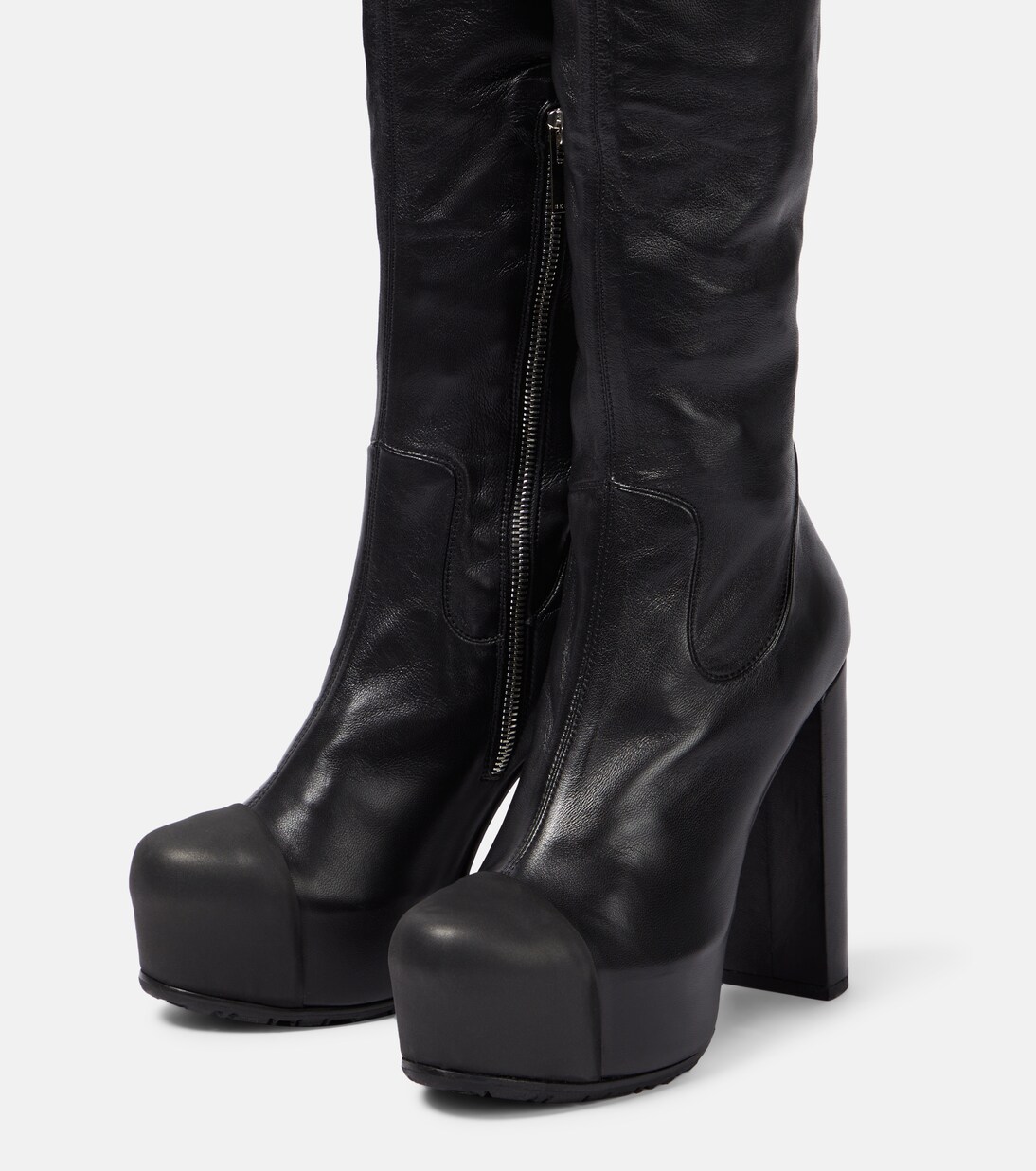 Leather platform knee-high boots in black - Sacai | Mytheresa Leather platform knee-high boots in black - Sacai | Mytheresa