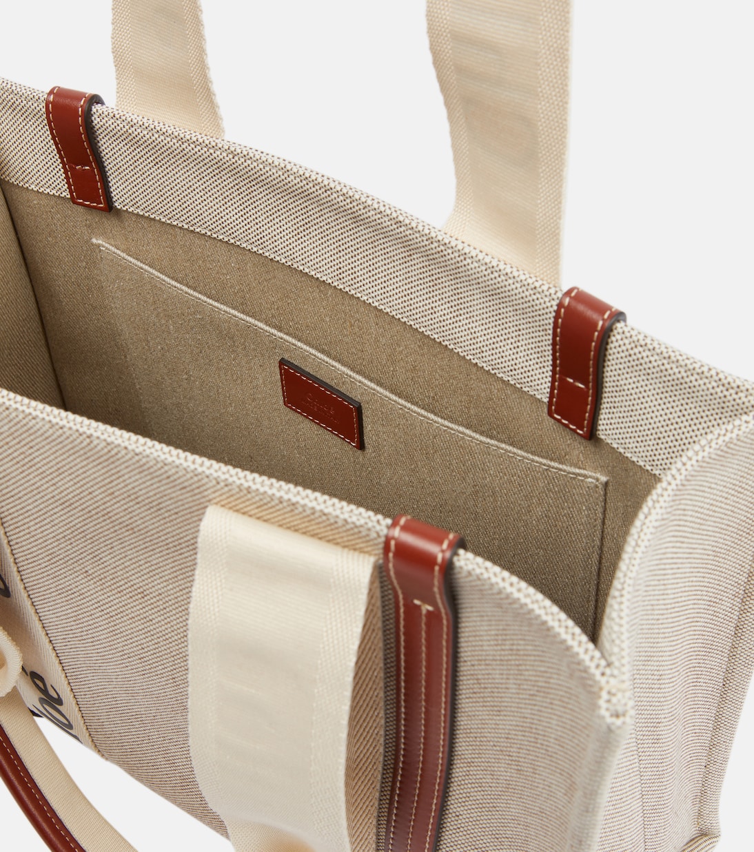 Woody Medium canvas tote in beige - Chloe | Mytheresa