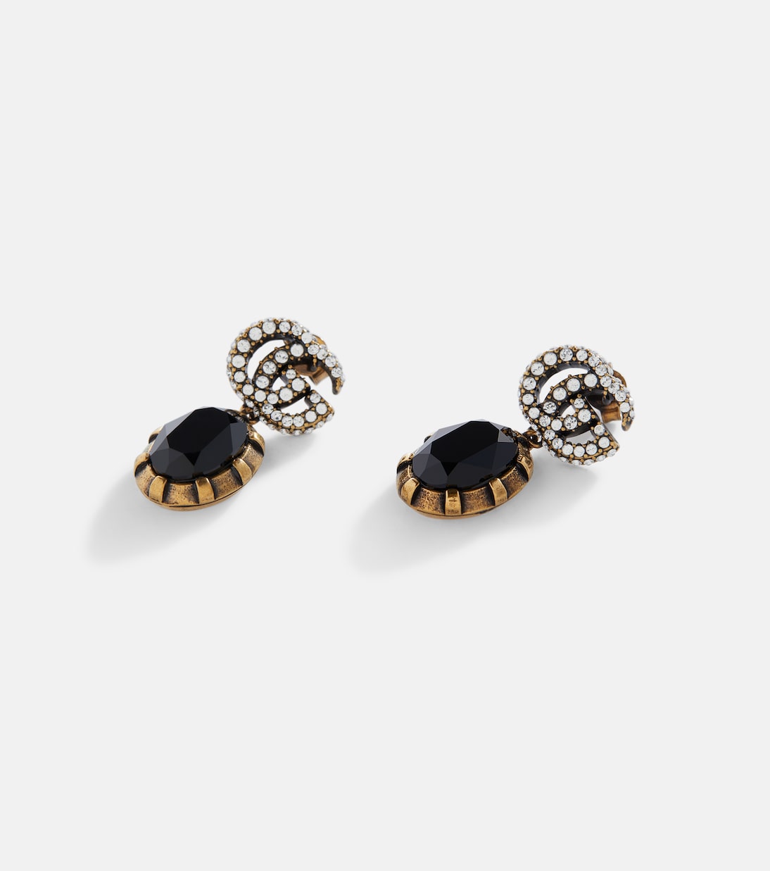 Double G embellished earrings in black Gucci Mytheresa