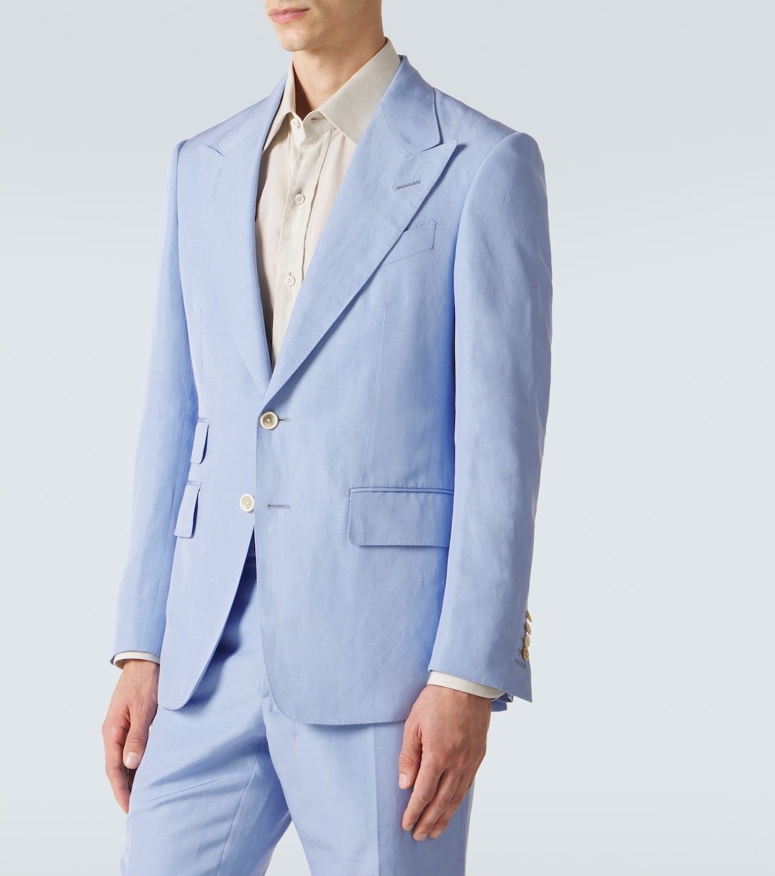 Traje de seda y lino en azul - Tom Ford | Mytheresa