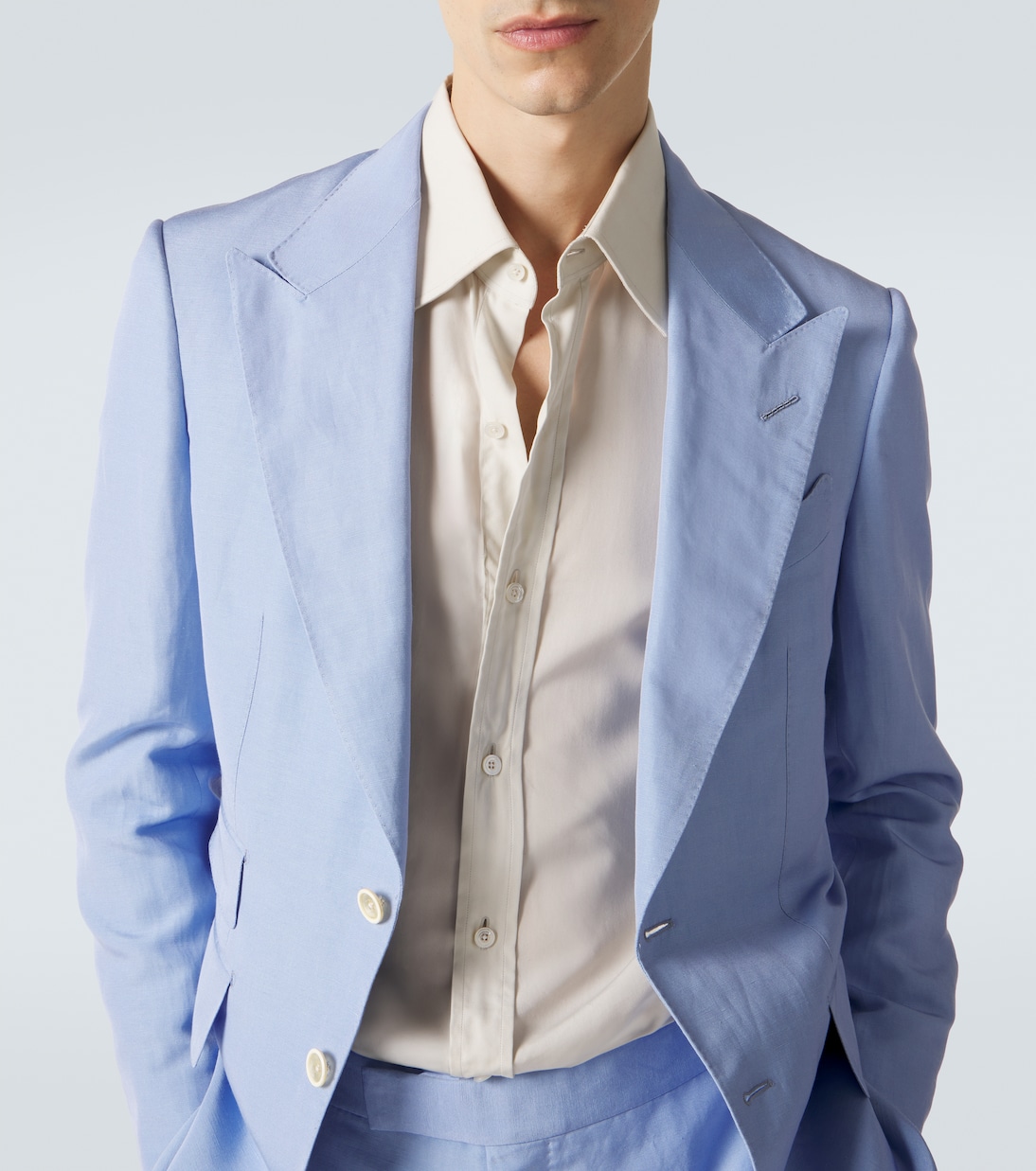 Silk and linen suit in blue - Tom Ford | Mytheresa