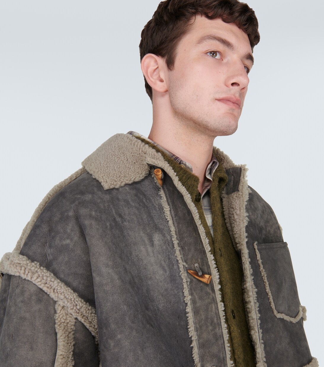 Jacke aus Veloursleder mit Shearling in Grau Acne Studios Mytheresa