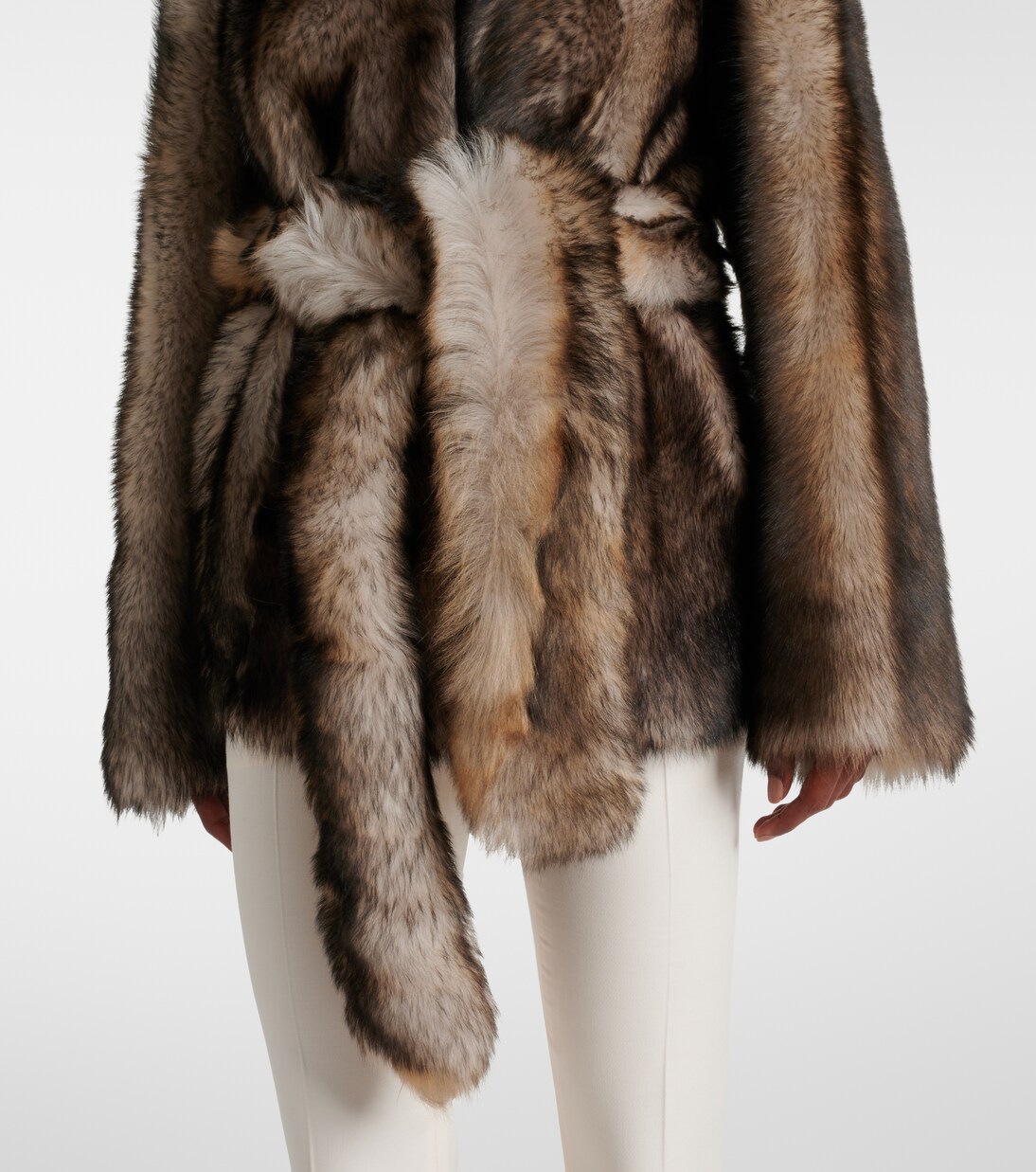 Elsa belted shearling coat in brown - Nour Hammour | Mytheresa